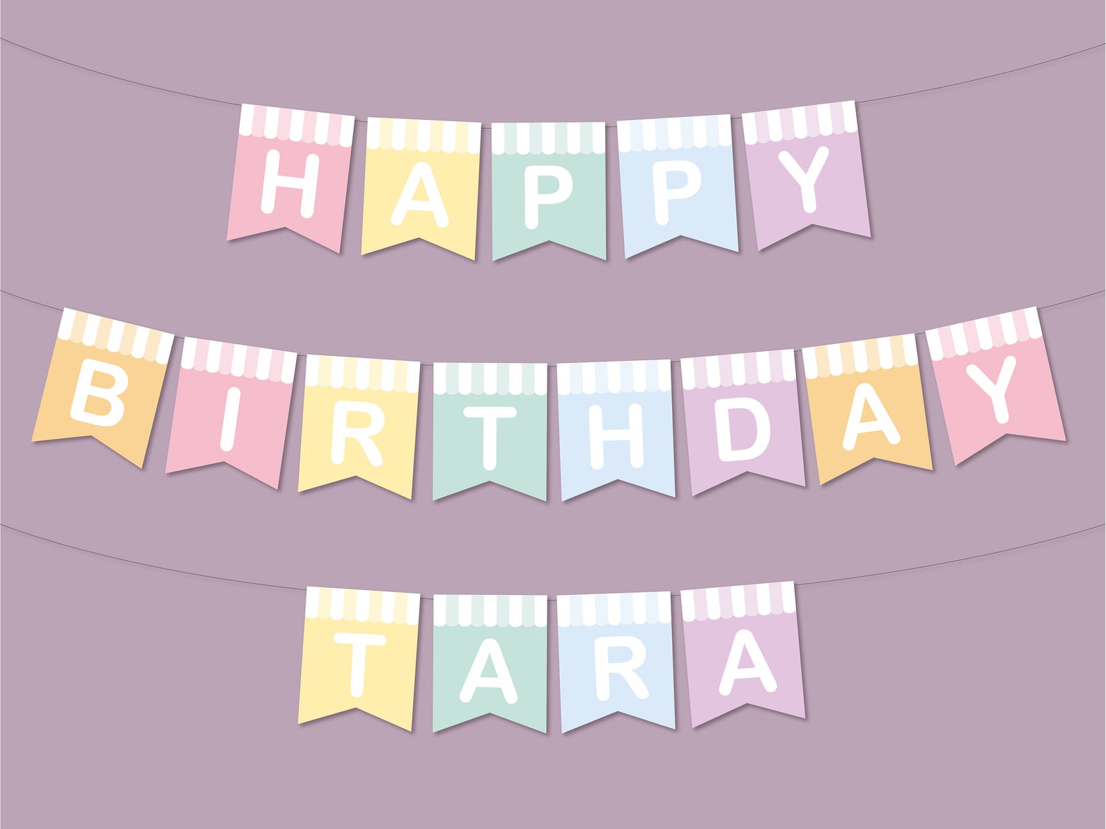 Pastel Birthday Banner, Personalized Birthday Garland, Pastel Candyland ...
