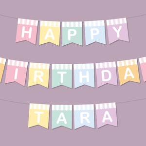 Pastel Birthday Banner, Personalized Birthday Garland, Pastel Candyland ...