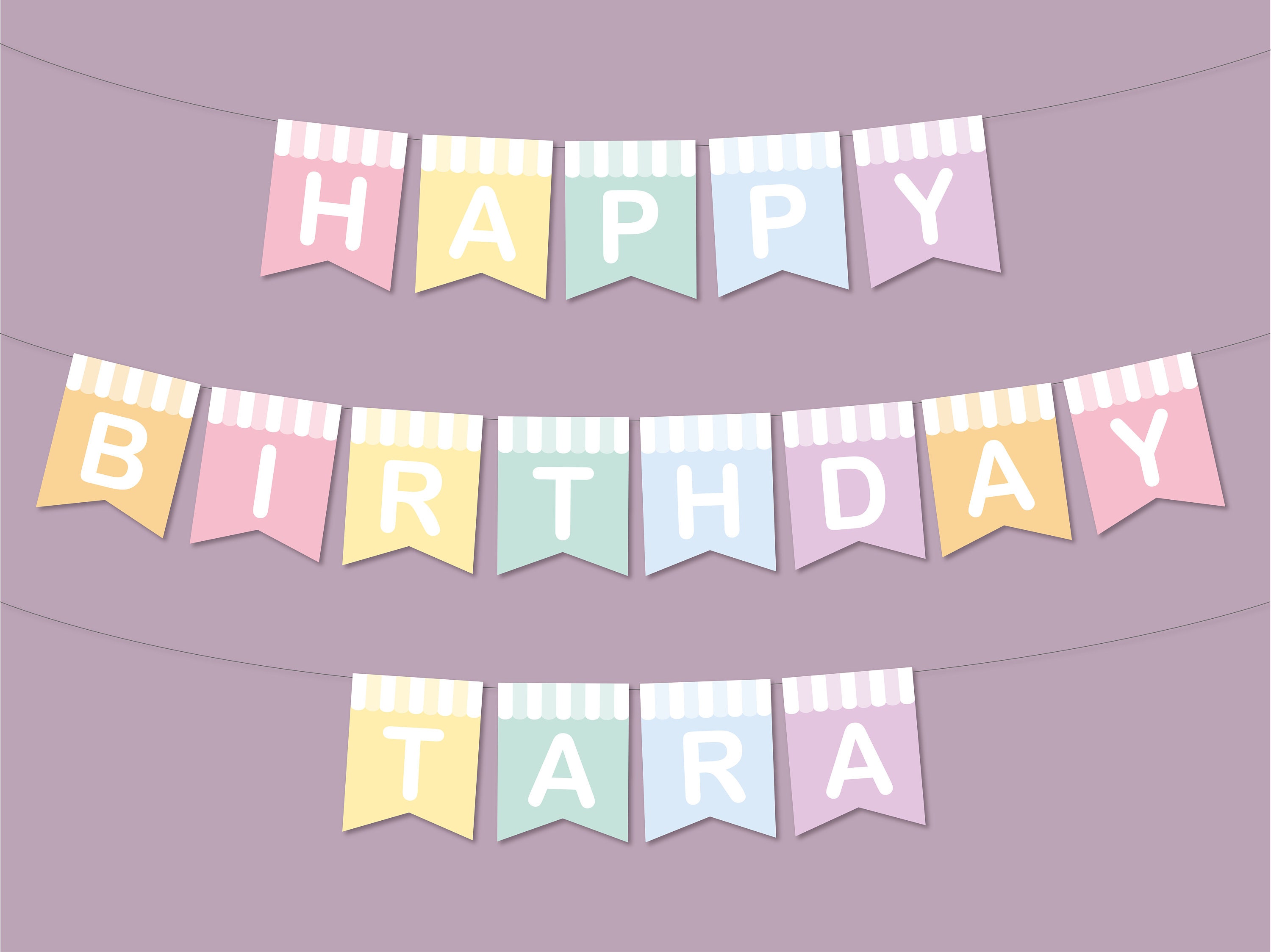 Pastel Birthday Banner, Personalized Birthday Garland, Pastel Candyland ...