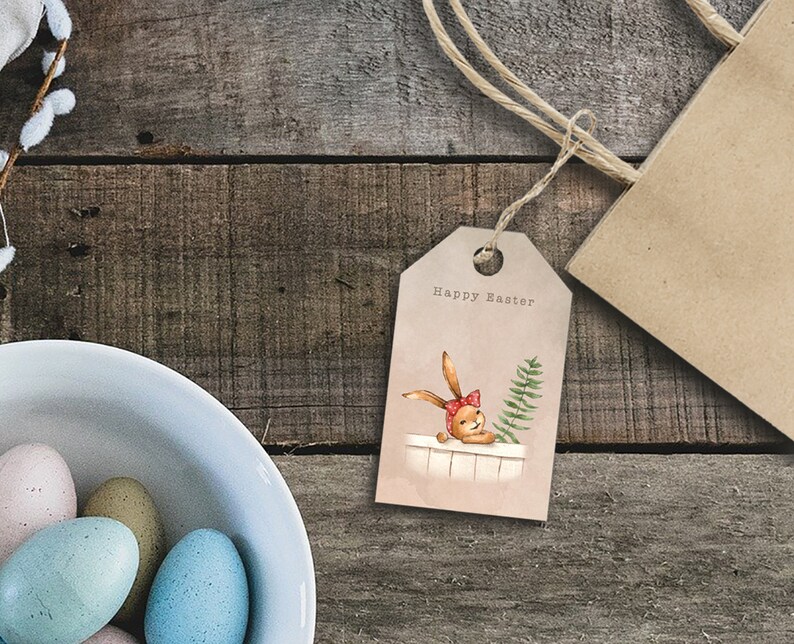 Printable Easter Bunny Gift Tags, Cute Easter Basket Tags, Easter ...