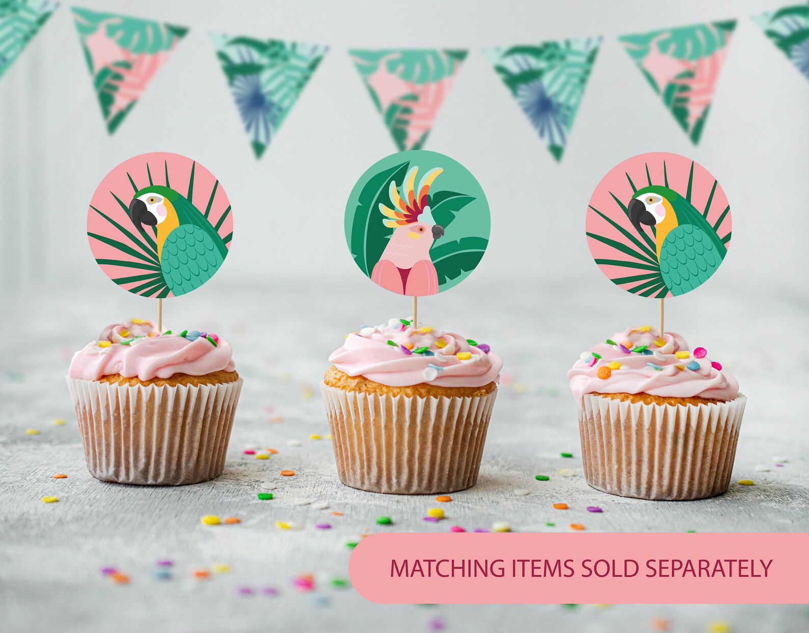 Printable Tropical Cake Topper - Parrots Ara and Kakadu Cake Topper ...