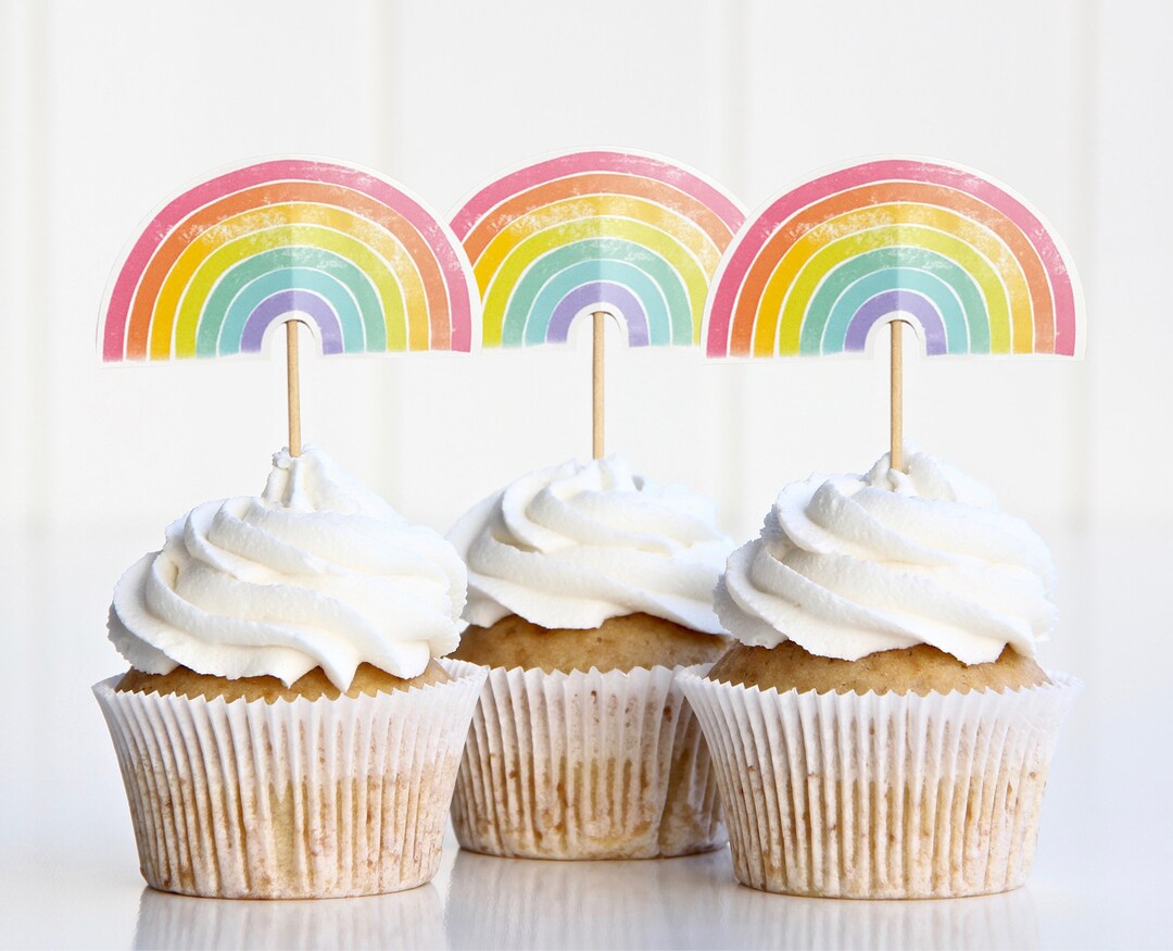 Printable Rainbow Cupcake Toppers, Cupcake Toppers for Rainbow Party ...