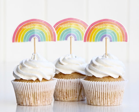 Printable Rainbow Cupcake Toppers Cupcake Toppers for Rainbow - Etsy