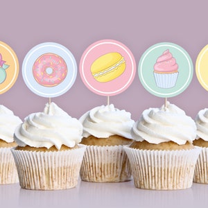 Sweet Birthday Cupcake Toppers Set, Sweet Shoppe Party, Candy Land ...