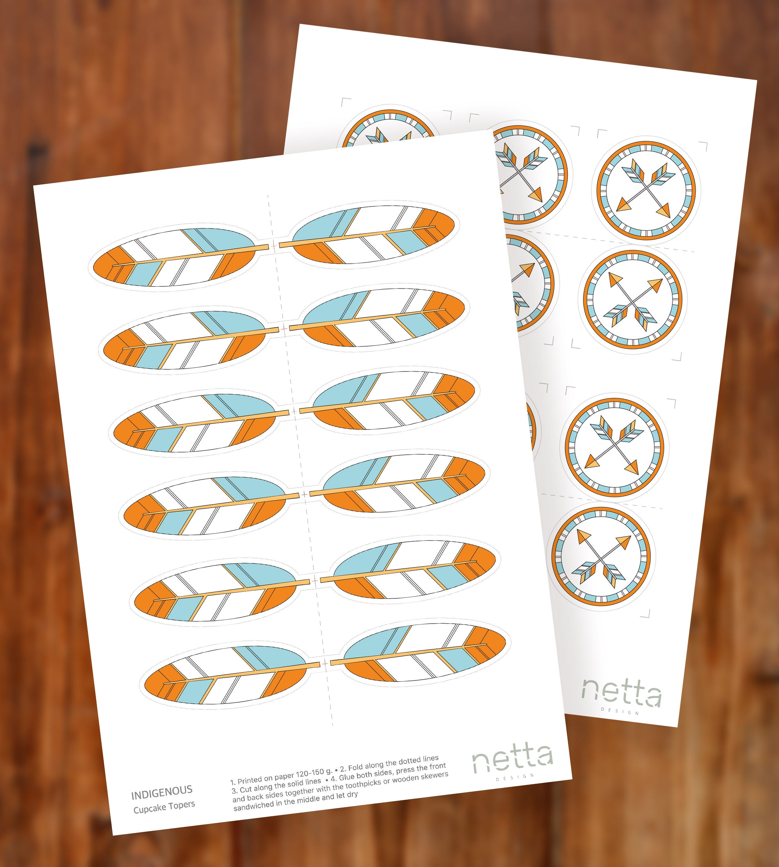 Tribal Cupcake Topper - INSTANT Download - Pow-wow Cupcake Toppers ...