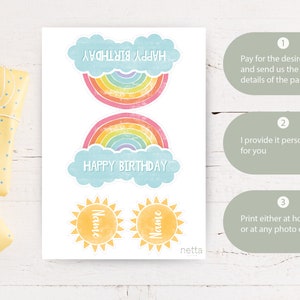 Personalized Rainbow Birthday Cake Topper Printable, Paper DIY Cake ...
