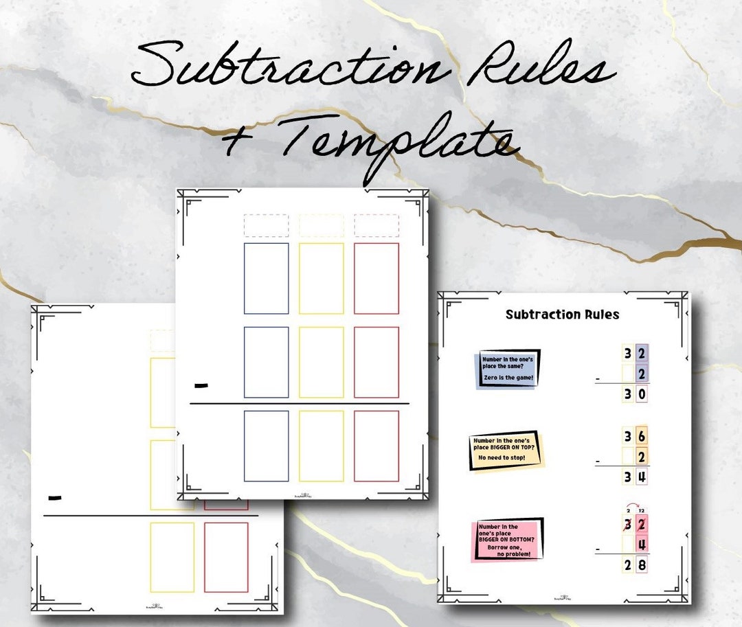 Blank Subtraction Template for Early Learners | Primary Colors ...