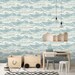 Blue Colour Ocean Waves Wallpaper, Coastal Style, Nautical Design, Wall ...