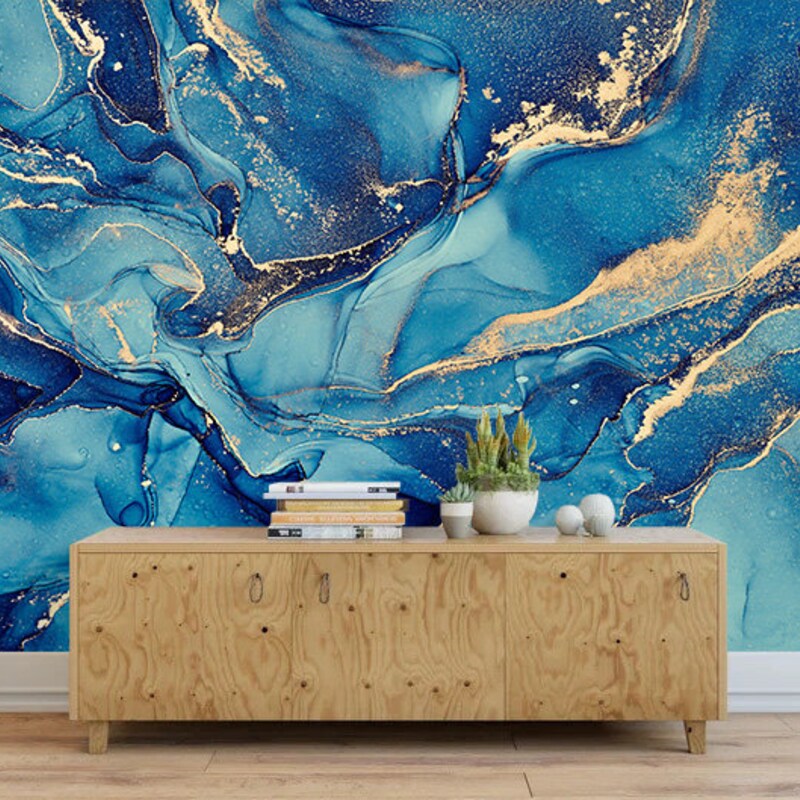 Blue Marble Wallpaper - Etsy