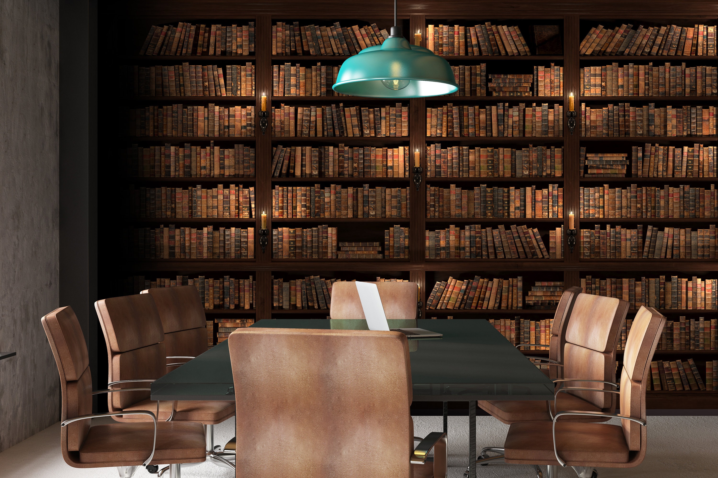 Library Bookshelf Wallpaper