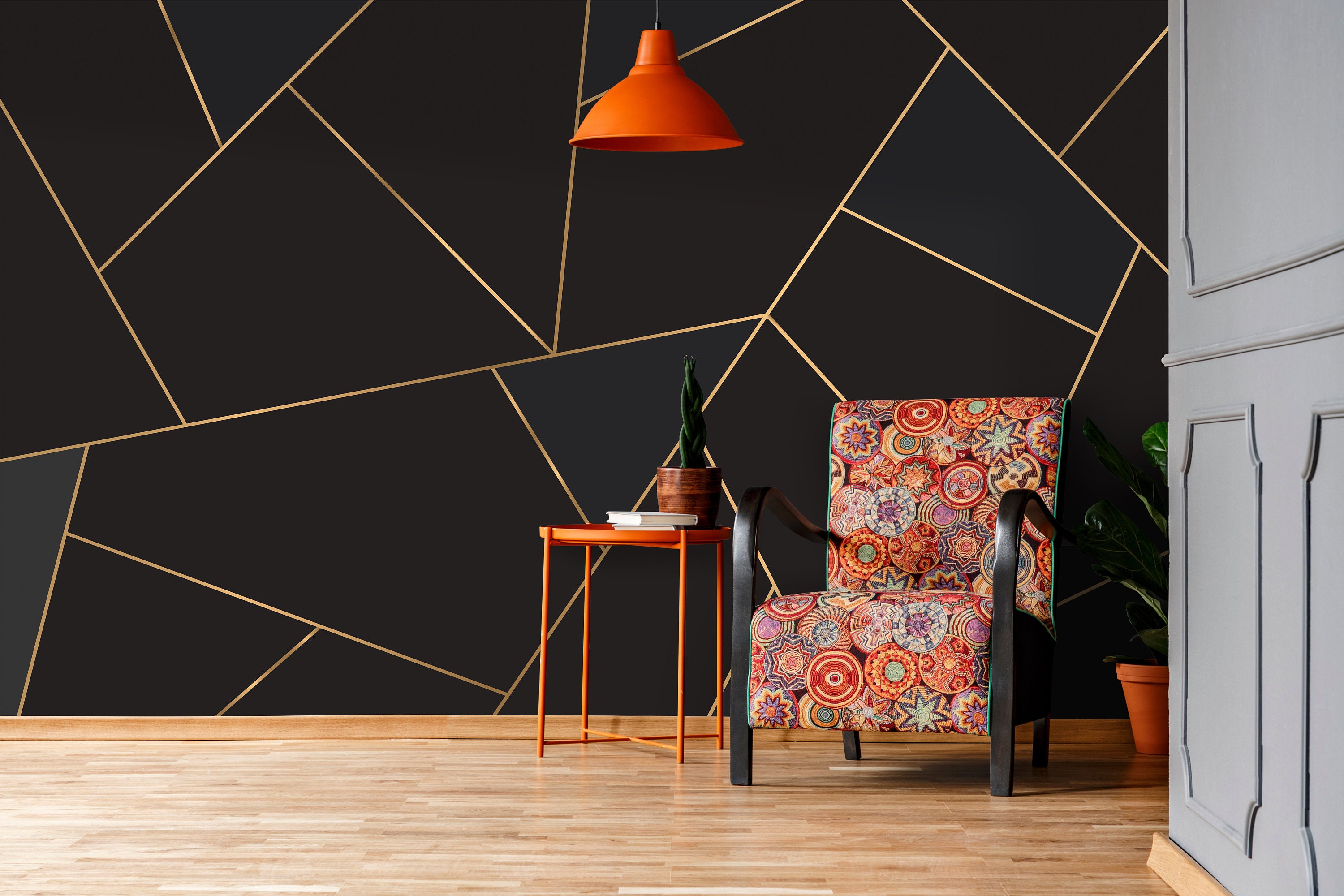 Gold And Black Geometric Wallpaper