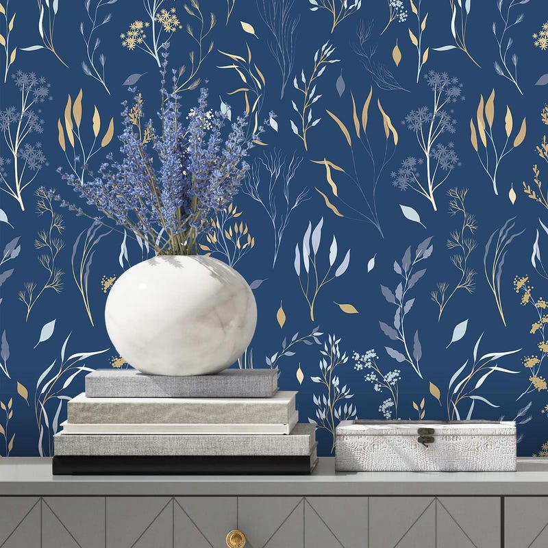 Navy Gold Wallpaper - Etsy