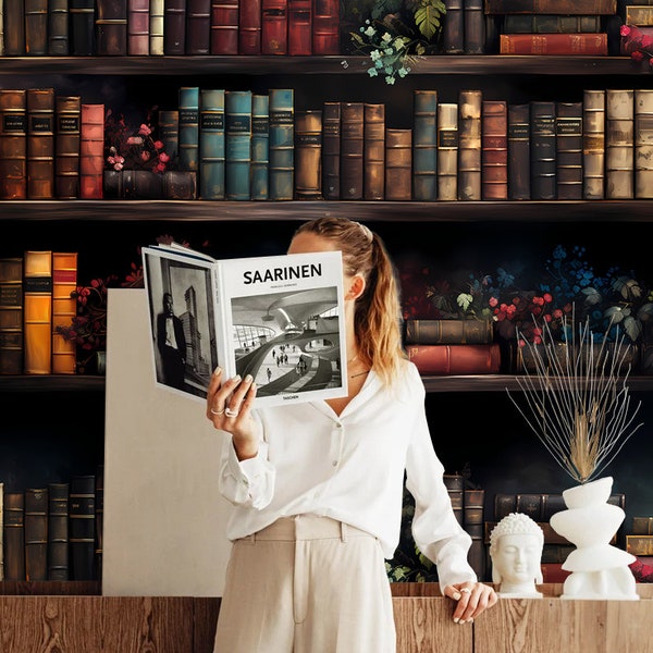 Library Wallpaper - Etsy