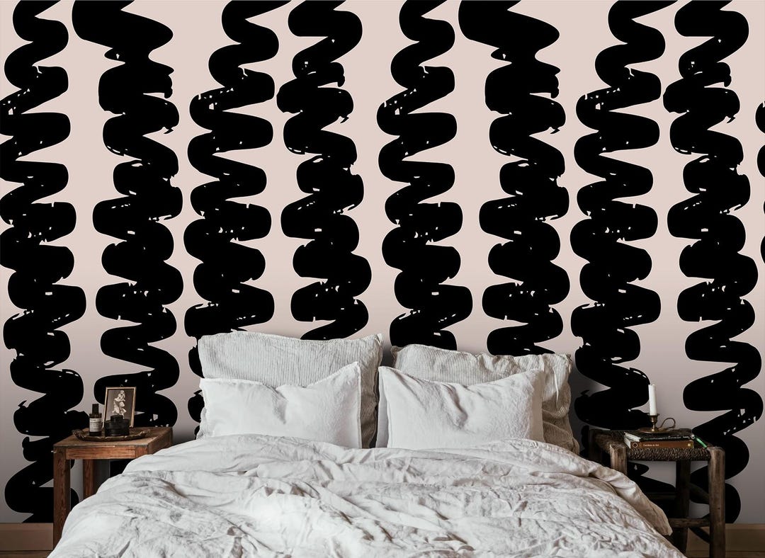 Modern Geometric Large Lines Mural Wallpaper, Removable Peel and Stick ...