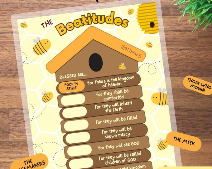 Beatitudes Cutout Printable Download Homeschool Bible Gospels Matthew ...