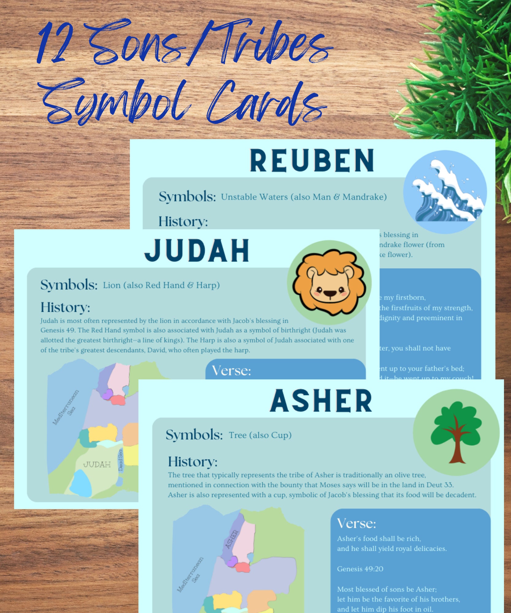 Twelve Tribes of Israel Matching Game, Sons of Jacob (PDF Printable) - Etsy