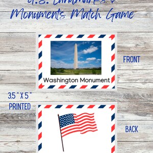 US Landmarks & Monuments Memory Game Flash Cards Geography History ...