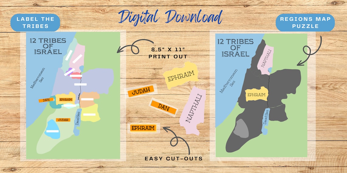 Twelve Tribes of Israel Map Worksheet Cutout Sunday School Christian ...