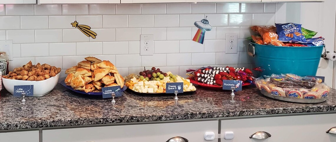 Space Kids Birthday Party Menu Food Cards - Etsy