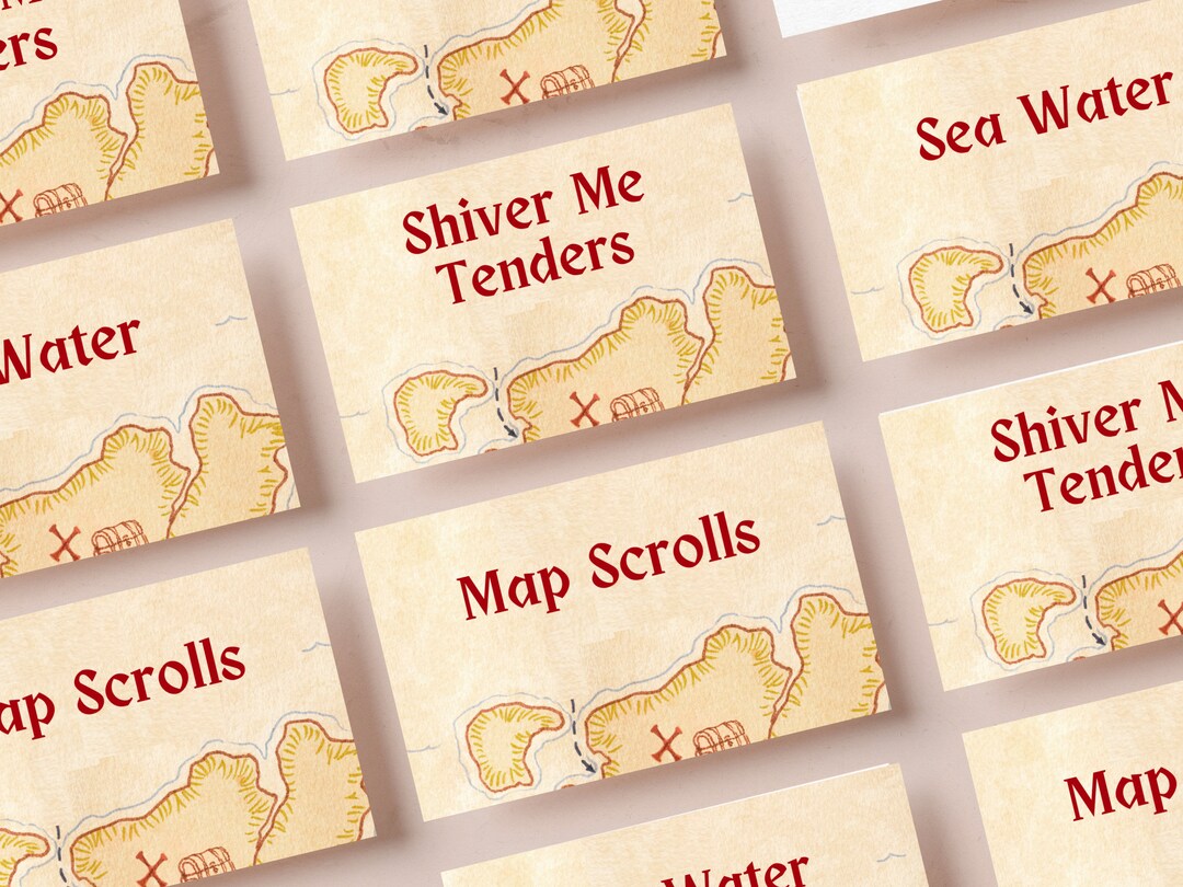 Pirate Party Food Menu Cards - Etsy