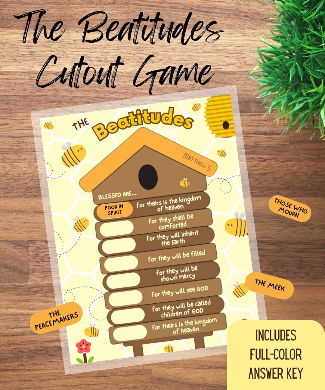 Beatitudes Cutout Printable Download Homeschool Bible Gospels Matthew ...