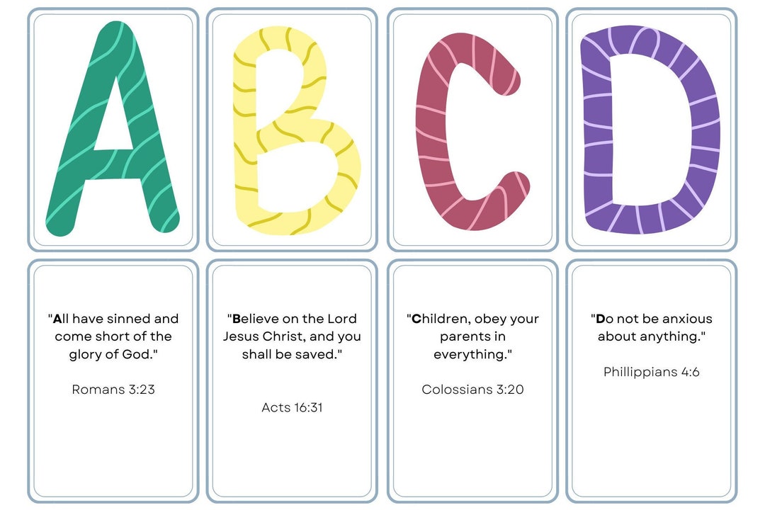 ABC Bible Memory Verse Cards for Kindergarten Young Kids - Etsy