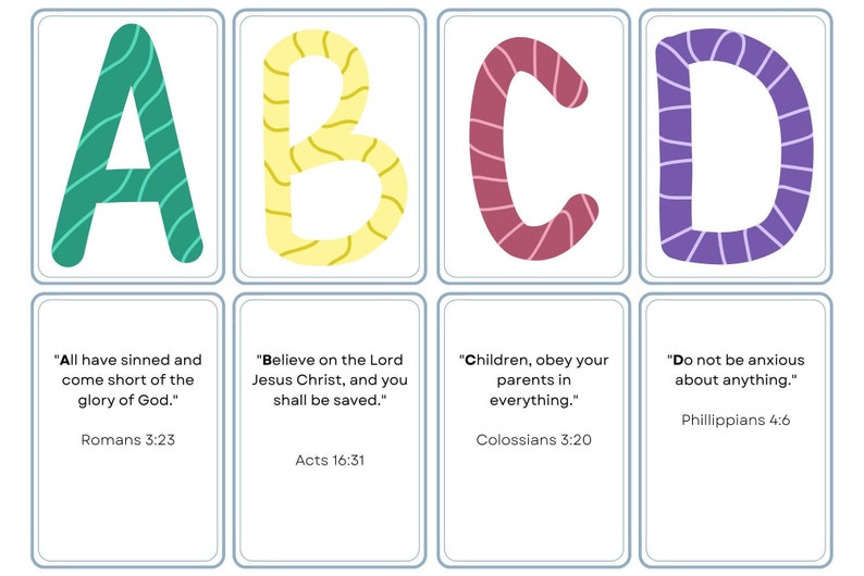 ABC Bible Memory Verse Cards for Kindergarten Young Kids - Etsy