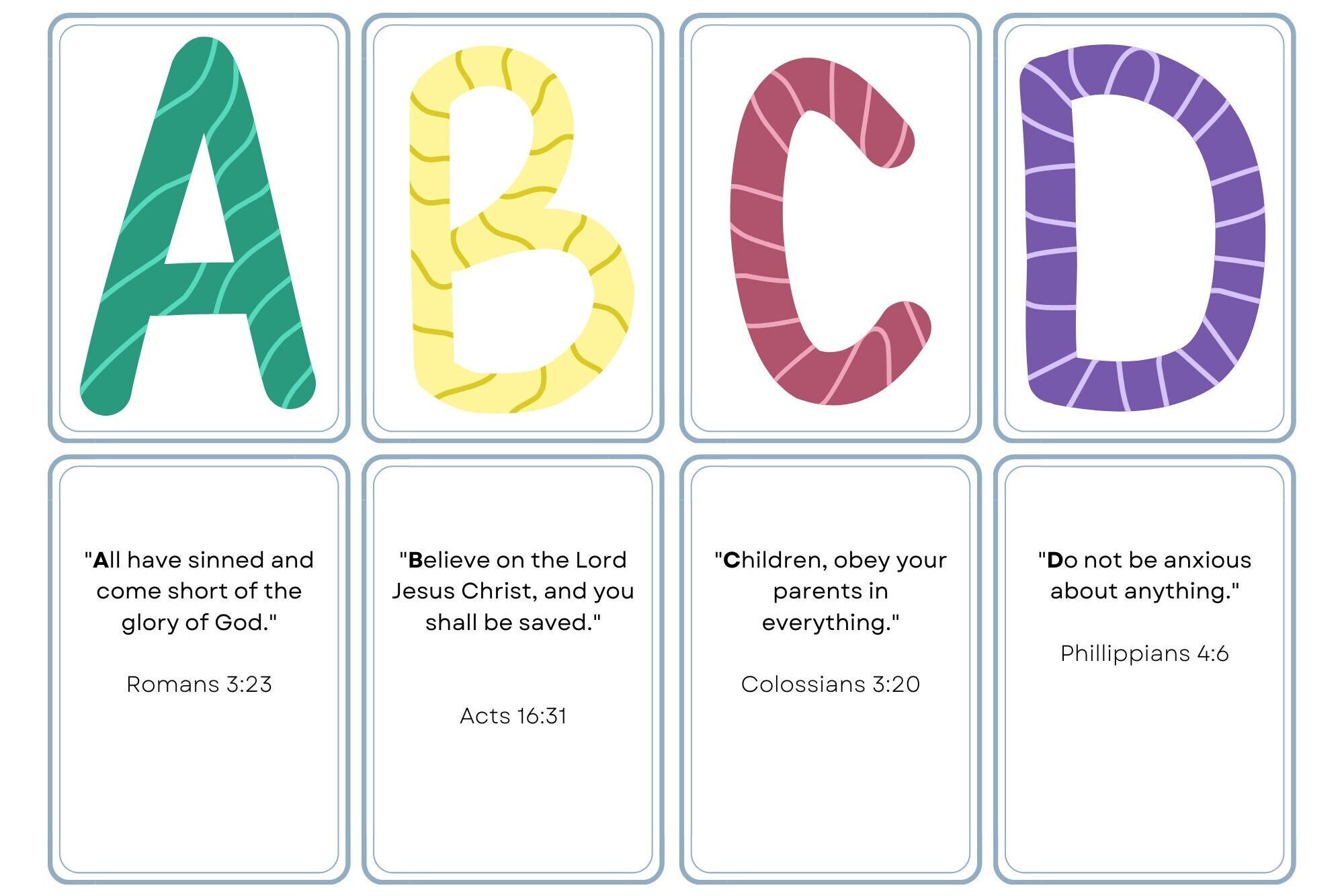 ABC Bible Memory Verse Cards for Kindergarten Young Kids - Etsy