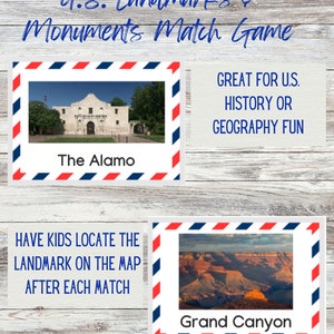 US Landmarks & Monuments Matching Game (digital Download) - Etsy