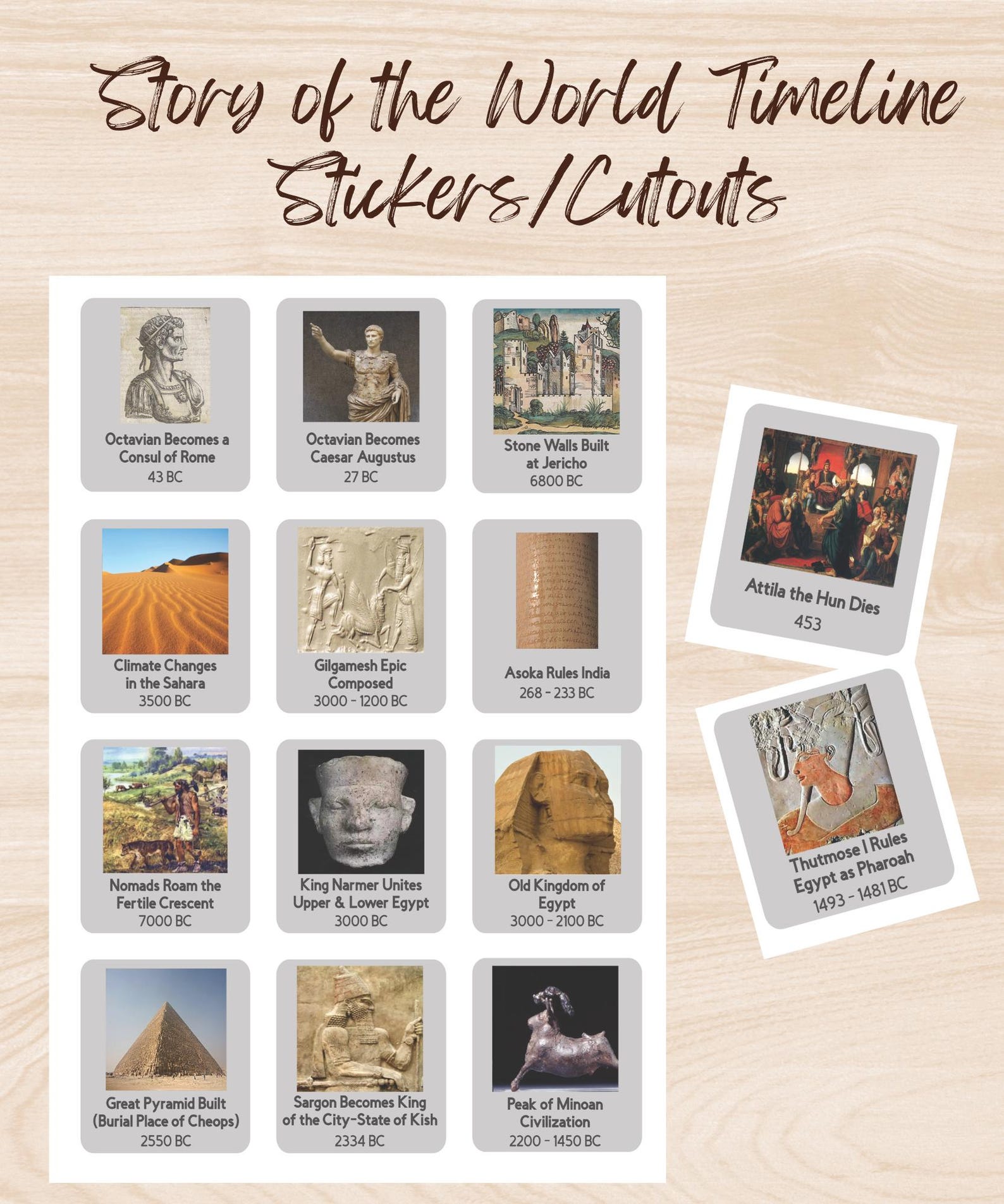 Timeline Stickers Cut Outs Printable Digital Story of the World Ancient ...