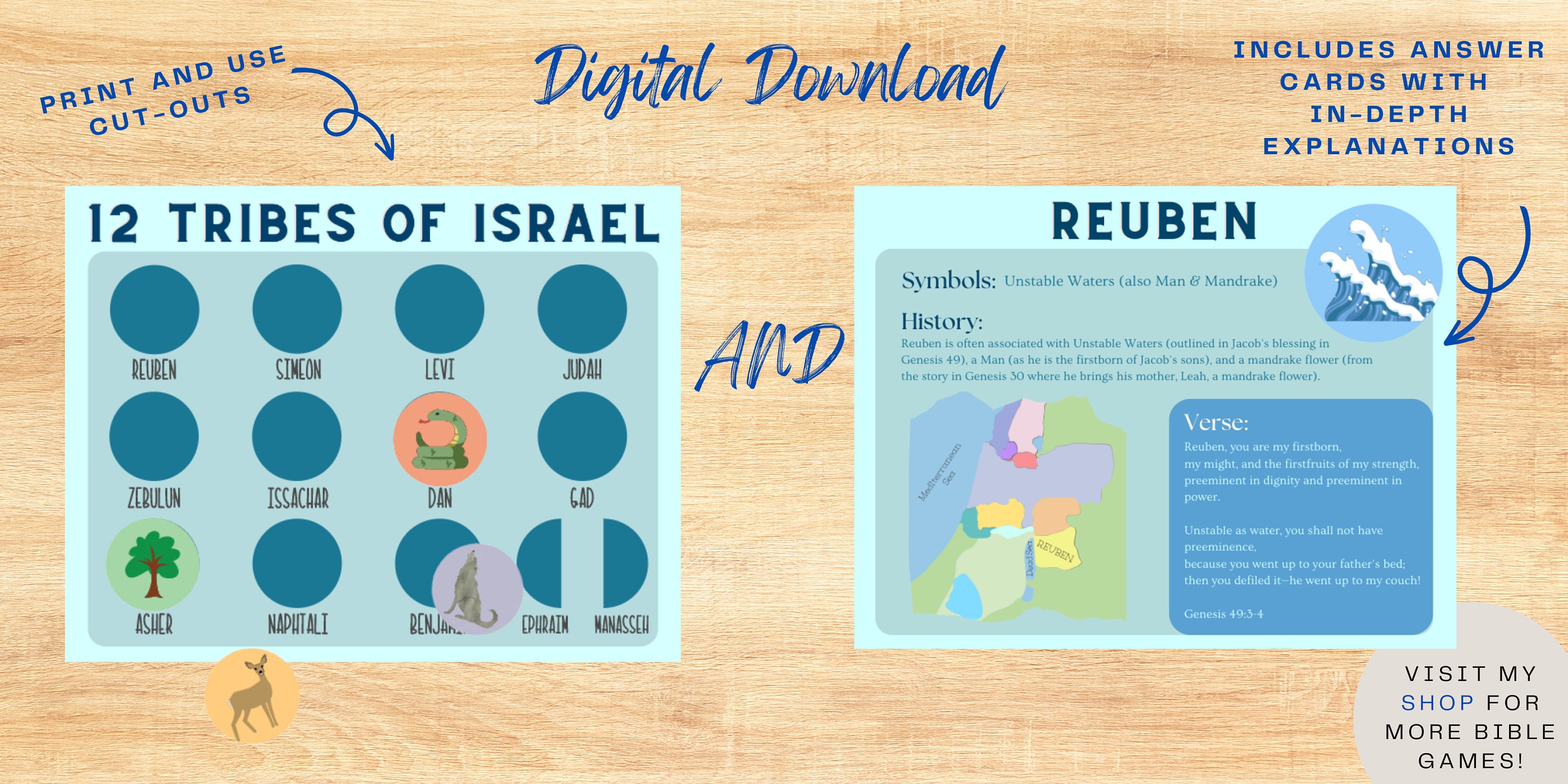 Twelve Tribes of Israel Sons of Jacob Worksheet Cutout Sunday School ...
