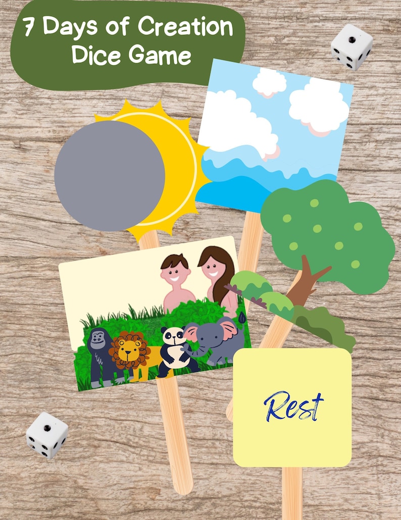 7 Days of Creation Dice Game Cutout Printable Sunday School Homeschool ...
