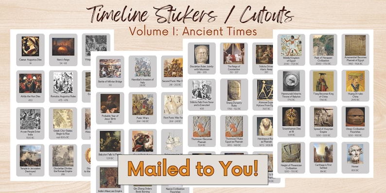 PHYSICAL Timeline Stickers Cut Outs Printed Story of the World ...