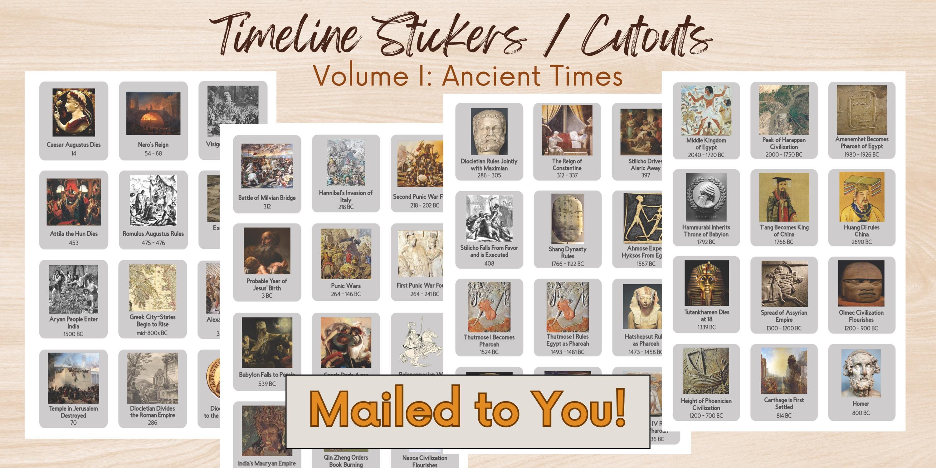 PHYSICAL Timeline Stickers Cut Outs Printed Story of the World ...