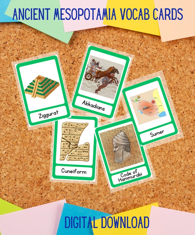 Ancient Mesopotamia Kindergarten Vocabulary Flash Cards - Etsy