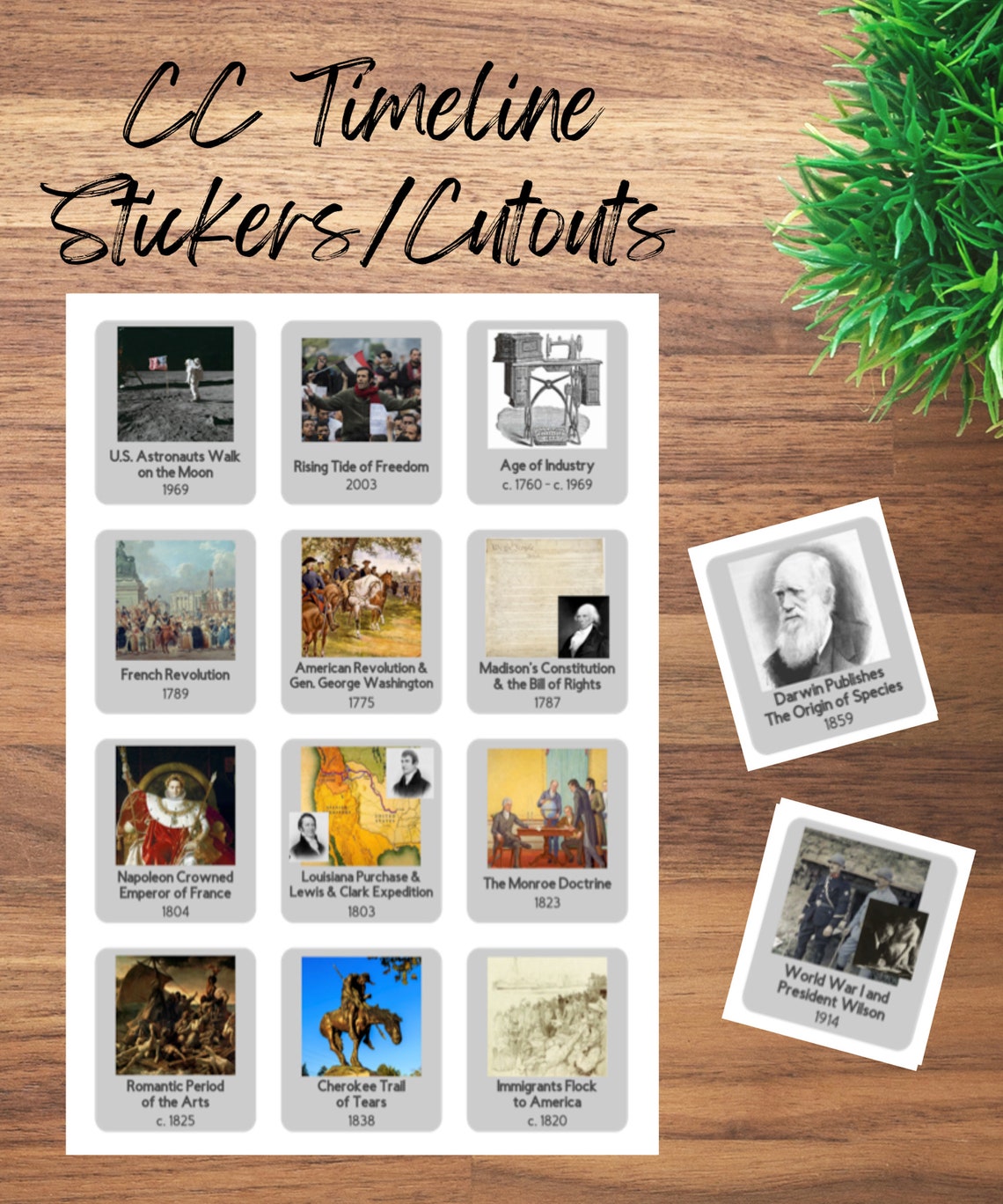 PHYSICAL Timeline Stickers Cut Outs Printed Classical Conversations ...