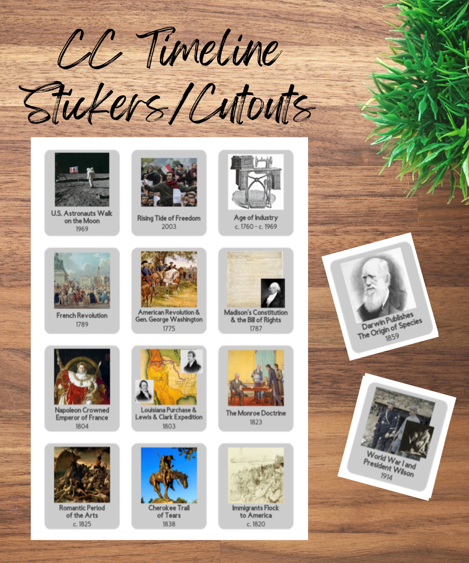 PHYSICAL Timeline Stickers Cut Outs Printed Classical Conversations ...