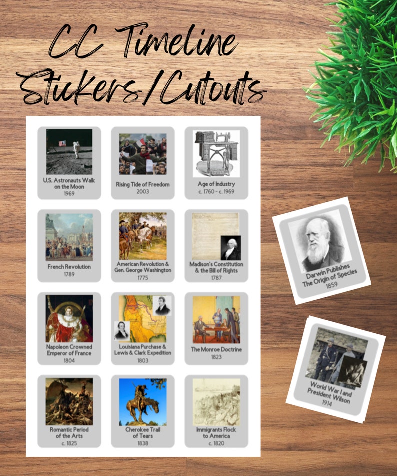 PHYSICAL Timeline Stickers Cut Outs Printed Classical Conversations ...