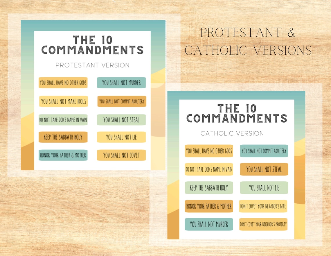 Ten Commandments Worksheet Catholic & Protestant Sunday School ...