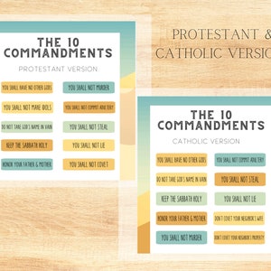 Ten Commandments Worksheet Catholic & Protestant Sunday School ...