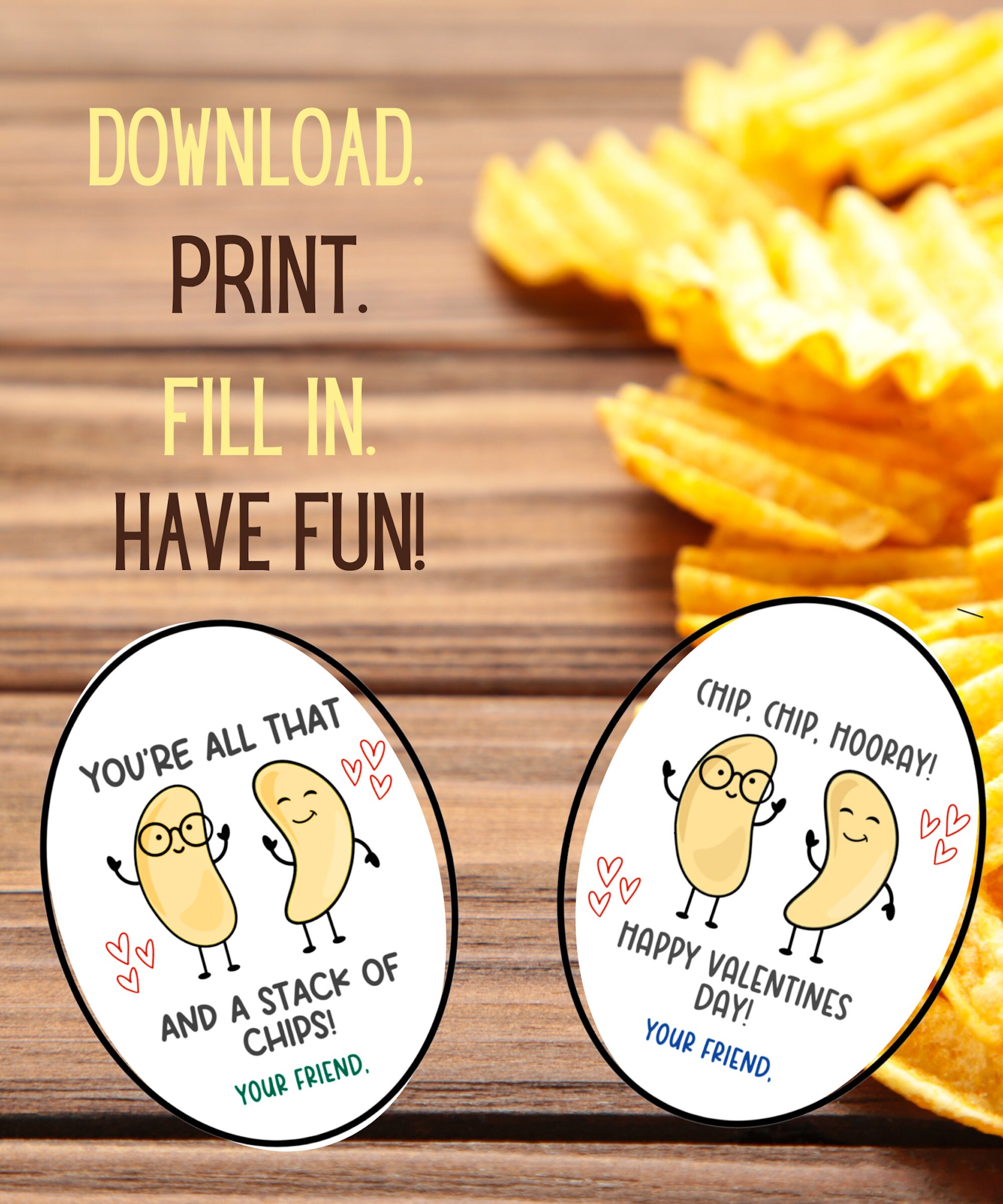 Pringles Chips Valentines for School Class Valentines Downloadable ...