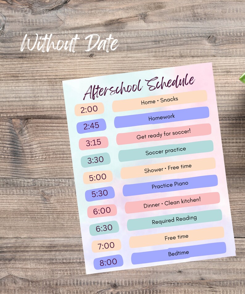 Afterschool Schedule Template Digital Download PDF Editable - Etsy