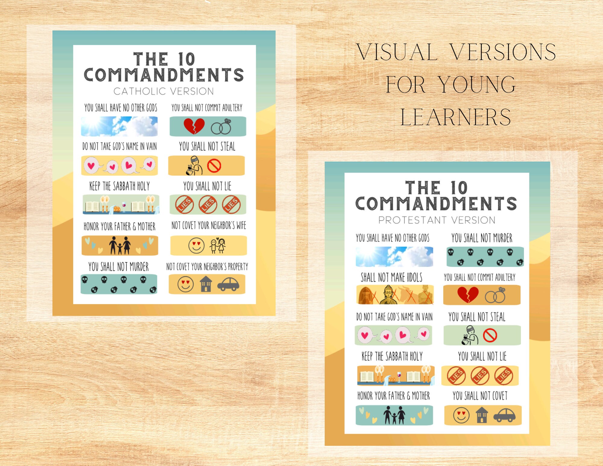 Ten Commandments Worksheet Catholic & Protestant Sunday School ...