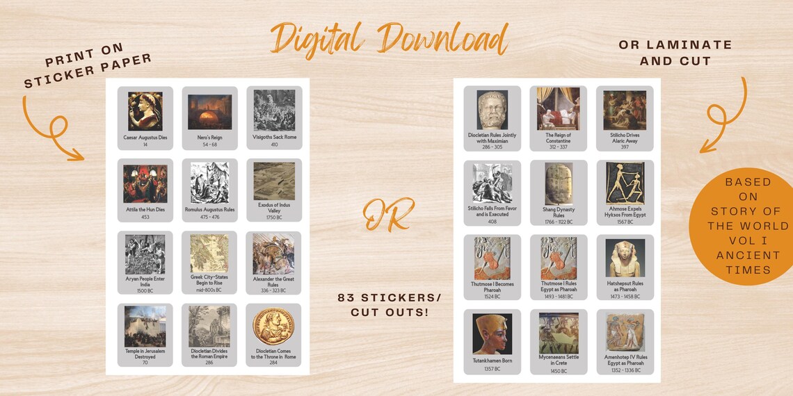 Timeline Stickers Cut Outs Printable Digital Story of the World Ancient ...