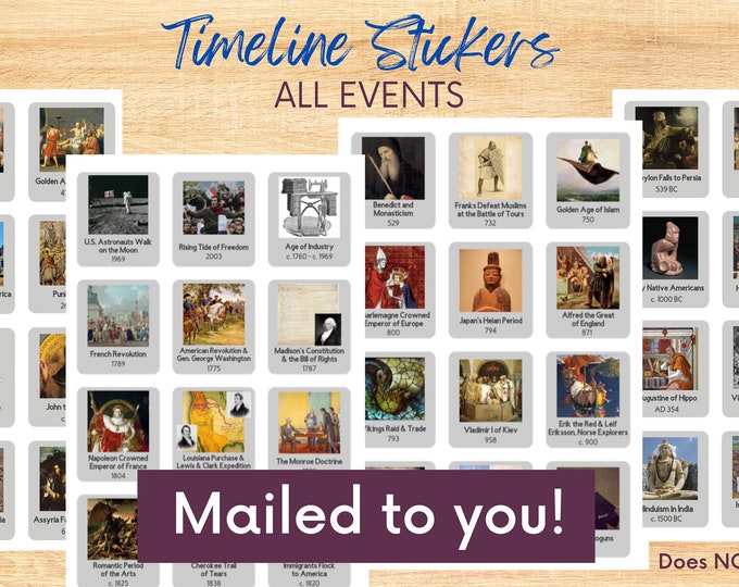 PHYSICAL Timeline Stickers Cut Outs Printed Classical Conversations ...