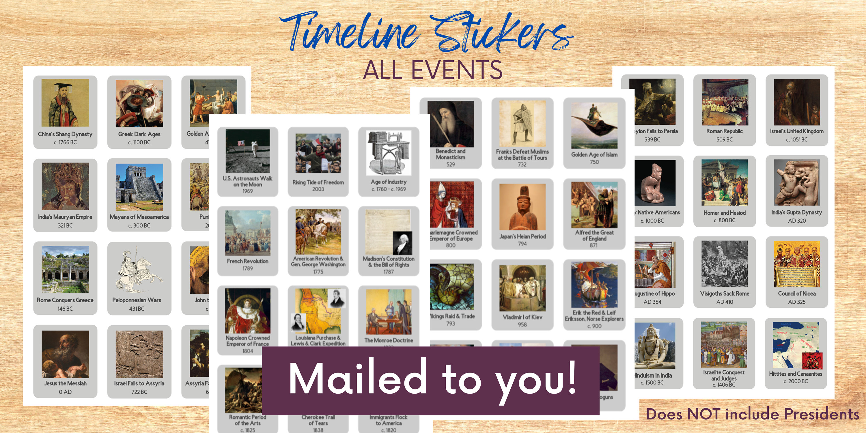 PHYSICAL Timeline Stickers Cut Outs Printed Classical Conversations ...