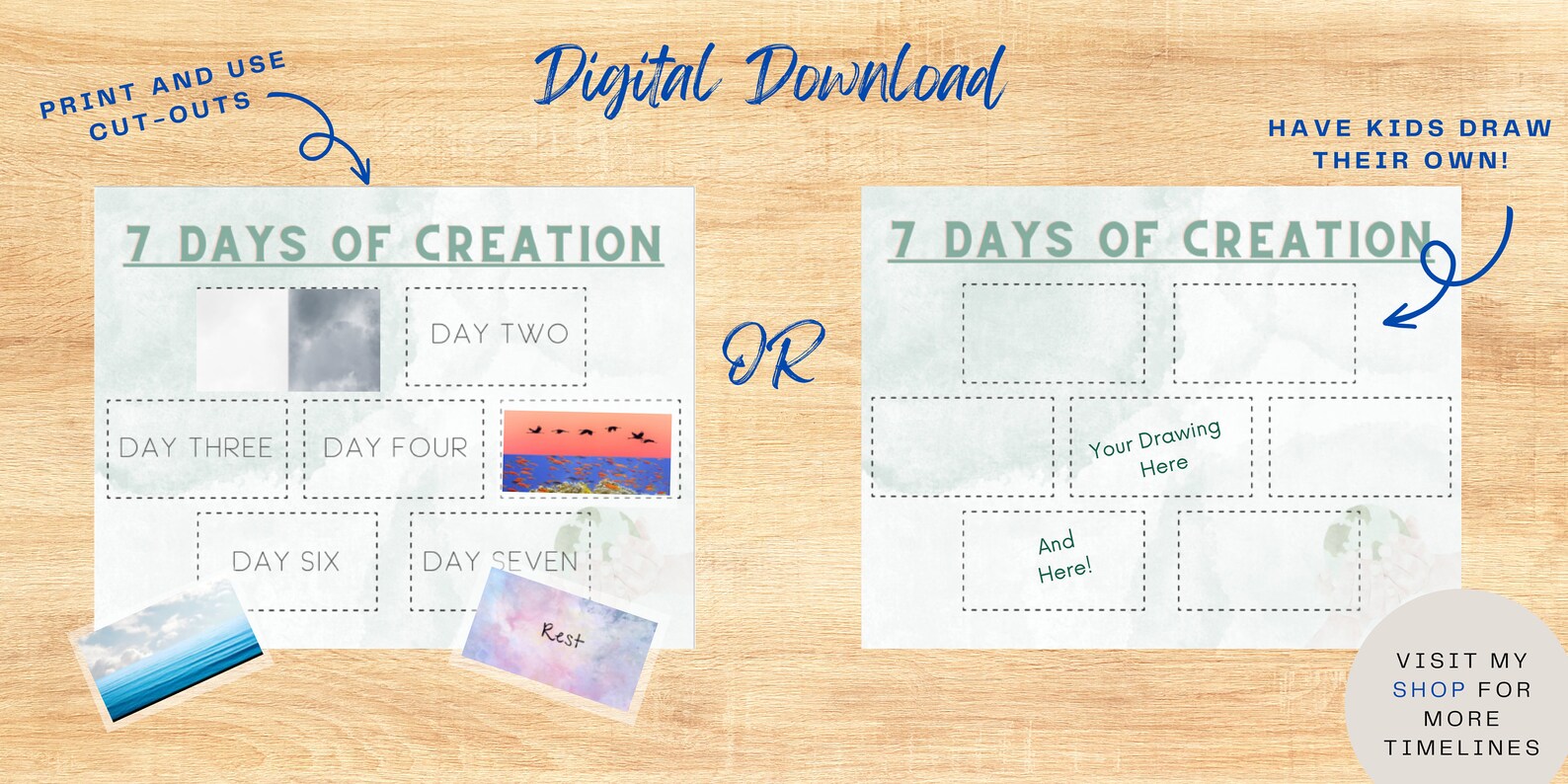 The 7 Days of Creation Cutout Printable, Bible Puzzle, Sunday School ...