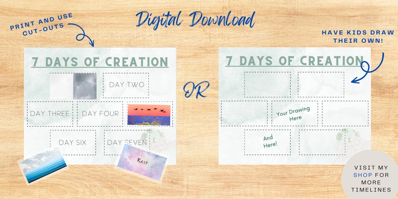 The 7 Days of Creation Cutout Printable, Bible Puzzle, Sunday School ...
