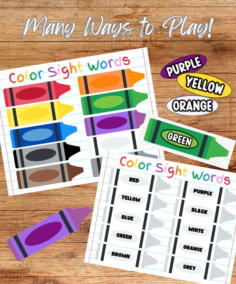 Color Sight Words Learning Cutout Game Printable PDF Early Readers - Etsy