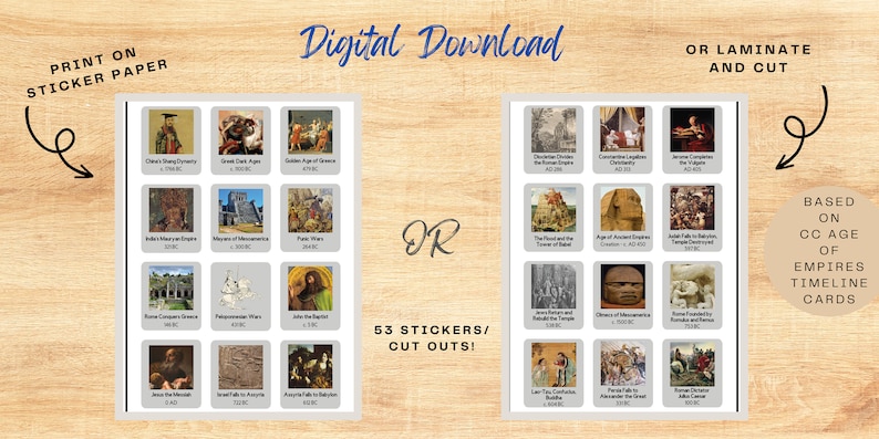 Timeline Stickers Cut Outs Printable Digital Classical Conversations ...